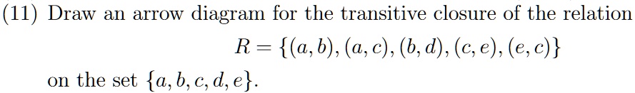 SOLVED: (11) Draw anl arrow diagram for the transitive closure of the ...