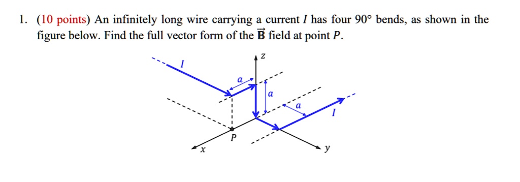 1 10 points an infinitely long wire carrying a current i has four 90 ...