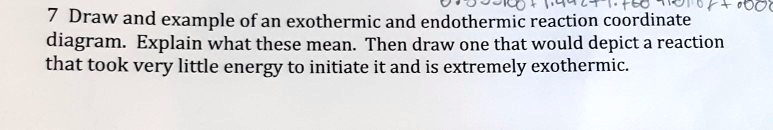 SOLVED: Draw an example of an exothermic and endothermic reaction coordinate diagram. Explain ...