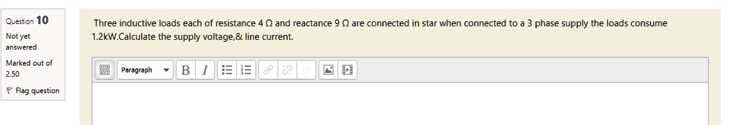SOLVED: Three inductive loads, each with a resistance of 4 ohms and a reactance of 9 ohms, are ...