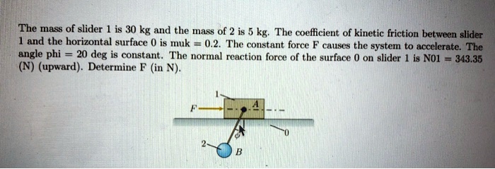 The mass of slider 1 is 30 kg and the mass of 2 is 5 kg. The ...