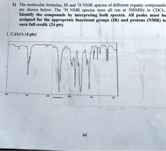 SOLVED: The molecular formulas, IR and 'H NMR spectra of different ...
