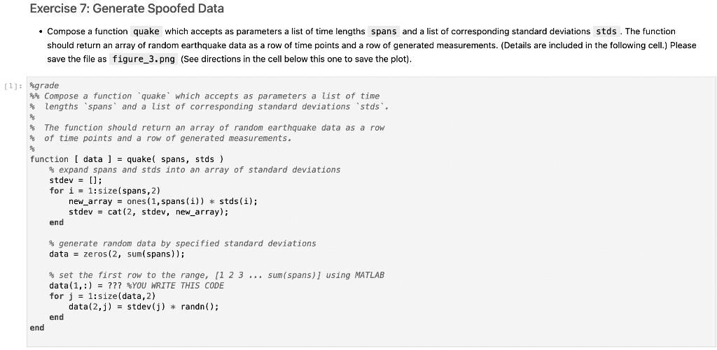 Solved Exercise 7 Generate Spoofed Data Compose A Function Quake Which Accepts As Parameters 6312
