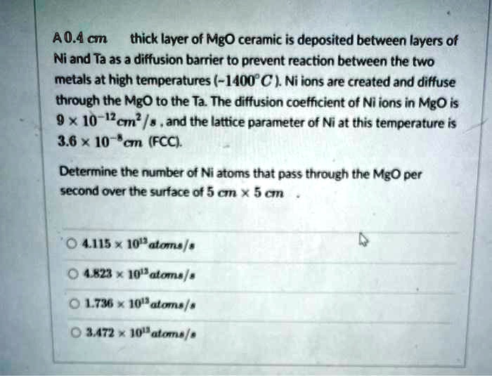 SOLVED: A 0.4 cm thick layer of MgO ceramic is deposited between layers ...