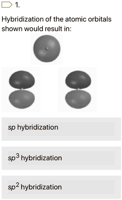 SOLVED: Hybridization of the atomic orbitals shown would result in: sp ... SOLVED: Hybridization of the atomic orbitals shown would result in: sp ...
