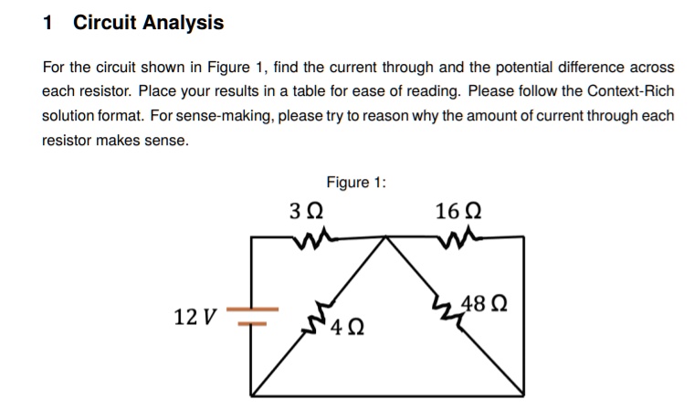 Solved Circuit Analysis For The Circuit Shown In Figure 1 Find The