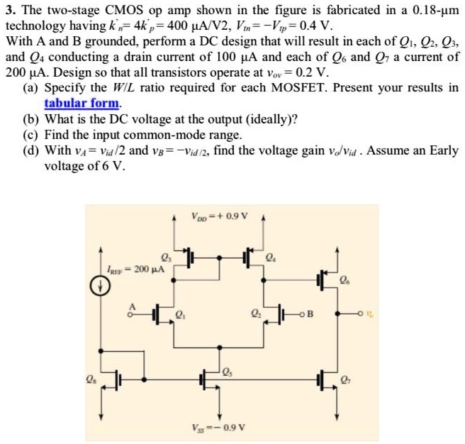 3the two stage cmos op amp shown in the figure is fabricated in a 018 ...