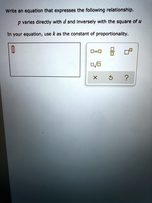 Write An Equation That Expresses The Following Relationship P Varies Directly With D And
