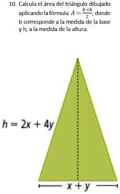 SOLVED: Calcula el área del triángulo de la imagen aplicando la fórmula ...