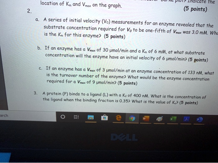 location of km and v the graph piut lndicate the 5 points a series of ...