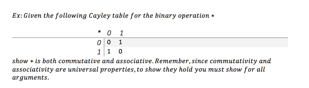 [get Answer] Ex Given The Following Cayley Table For The Binary