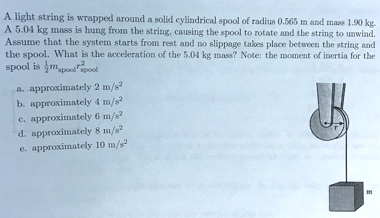 SOLVED: A light string is wrapped around a solid cylindrical spool of ...