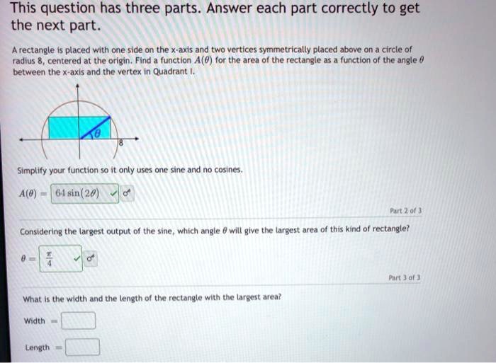 SOLVED: This question has three parts. Answer each part correctly to ...