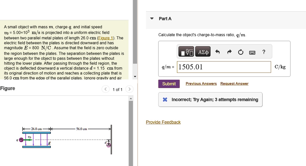 SOLVED: A small object with mass m, charge q, and initial speed vo = 5.00 m/s is projected into ...