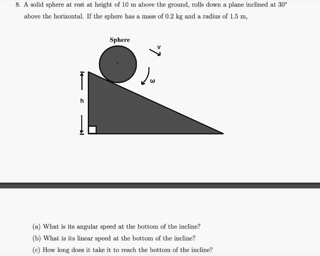 SOLVED: A solid sphere at rest at height of 10 m above the ground ...