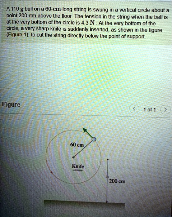 A 110 g ball on a 60-cm-long string is swung in a vertical circle about ...