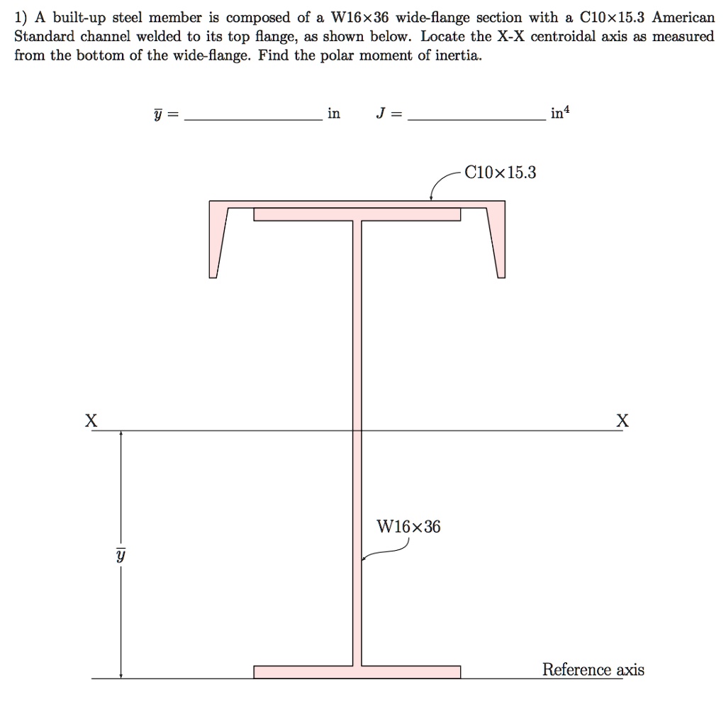SOLVED: A built-up steel member is composed of a W16x36 wide-flange section with a C10x15.3 ...