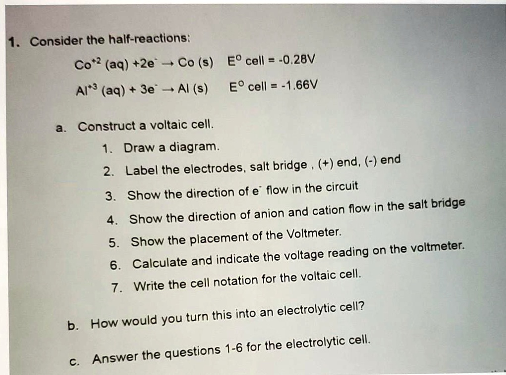 VIDEO solution: Consider the half-reactions: Co (aq) + 2e -> Co (s) EÂ ...