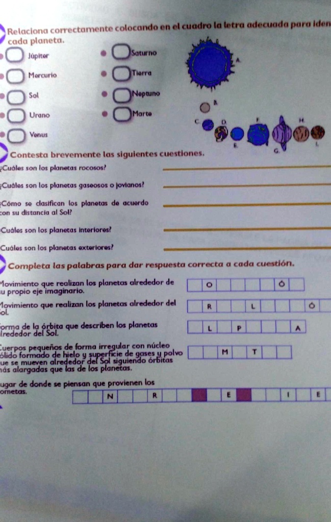 SOLVED: Relaciona correctamente colocando en el cuadro la letra adecuada para identificar cada ...