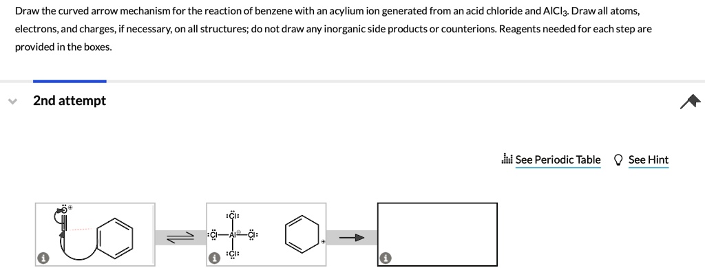 Draw the curved arrow mechanism for the reaction of benzene with an ...