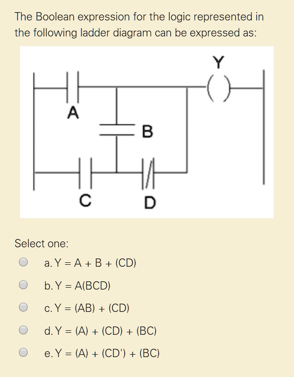 The Boolean Expression For The Logic Represented In The Following Ladder Diagram Can Be
