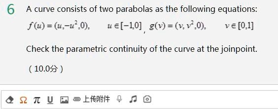 SOLVED: A curve consists of two parabolas as the following equations: f(u) = u - u0 u âˆˆ [-1,0 ...
