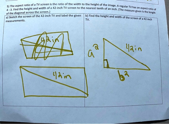 SOLVED: The aspect ratio of a TV screen is the ratio of the width to ...
