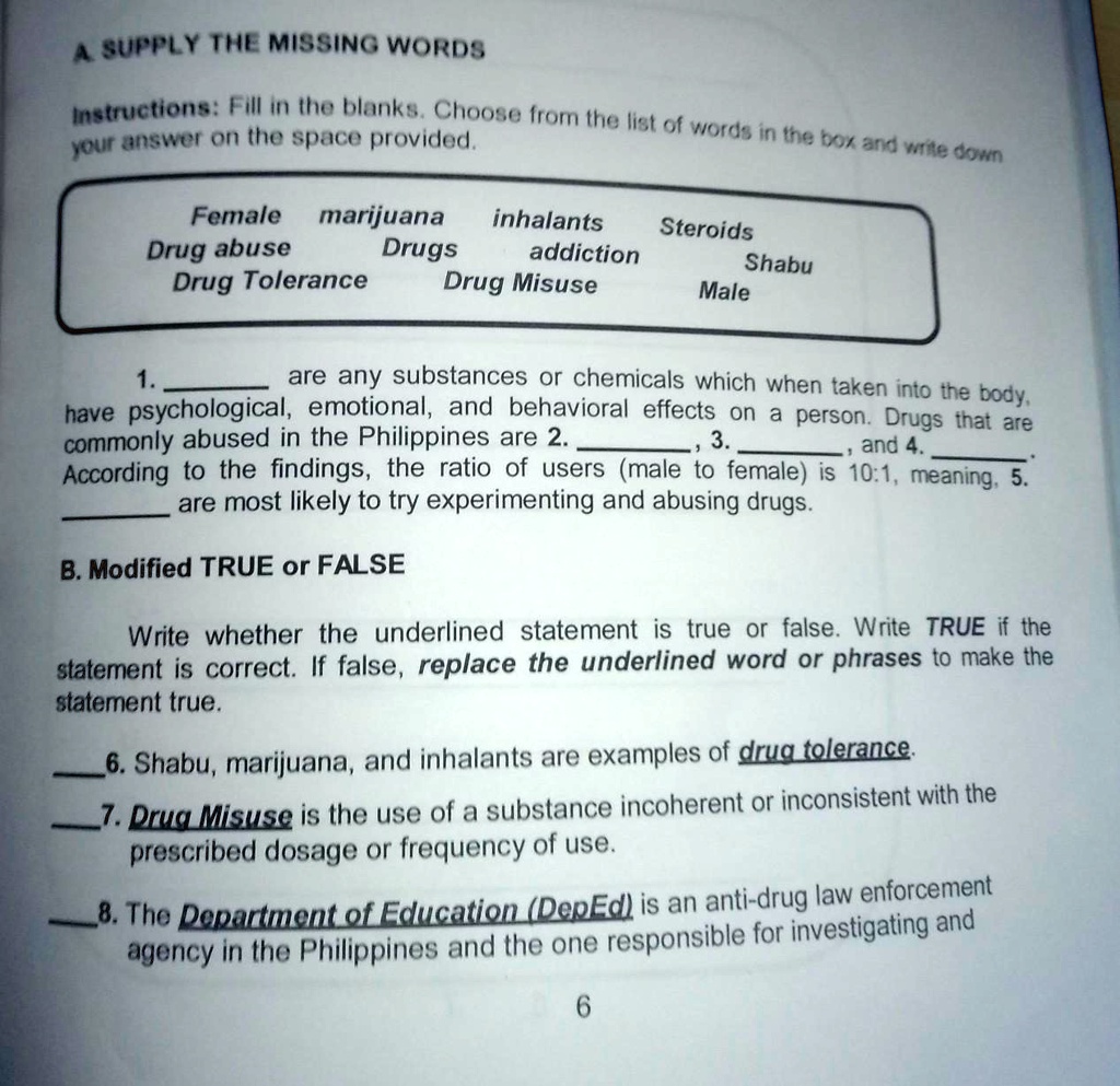 SOLVED: 'pa help po thank you SUPPLY THE Missing WoRd: Instructions ...