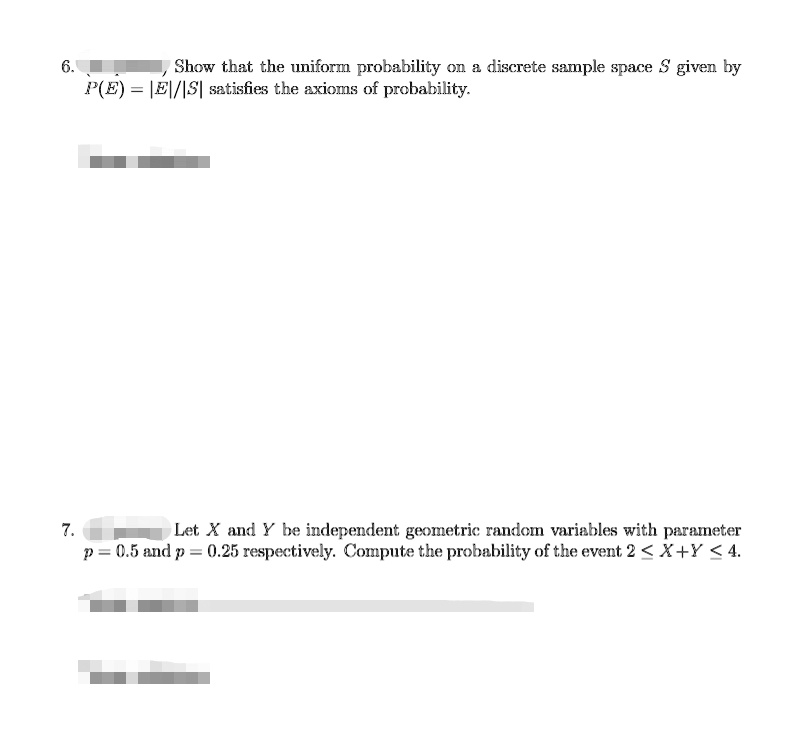 SOLVED: Show that the uniform probability discrete sample space given ...