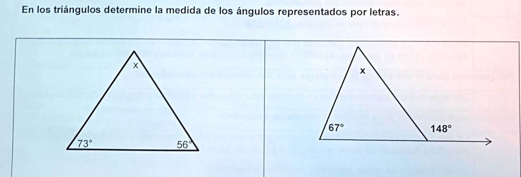 SOLVED: en los triángulos determine la medida de los ángulos ...