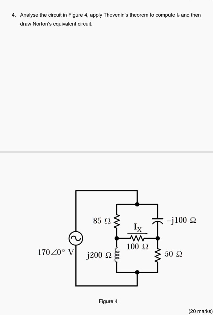 SOLVED: 4. Analyze the circuit in Figure 4, apply Thevenin's theorem to compute Ix, and then ...