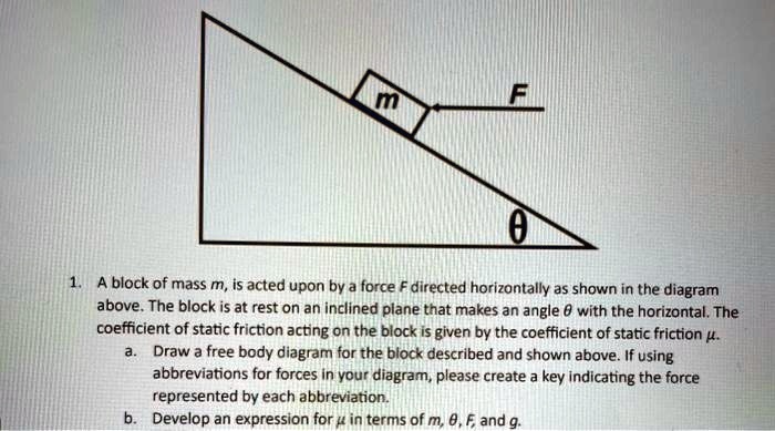 M F ? 1. A block of mass m, is acted upon by a force F...