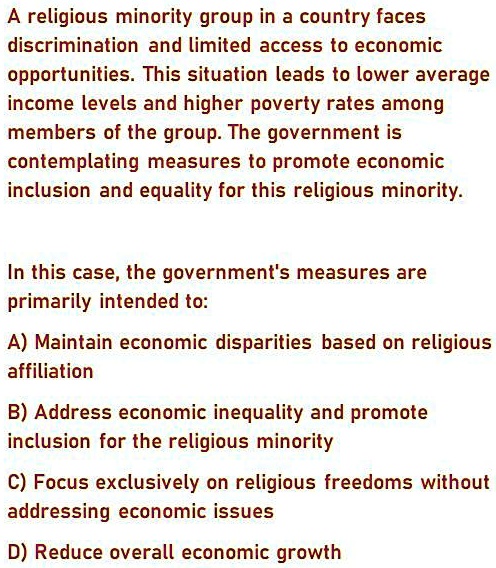 A religious minority group in a country faces discrimination and ...