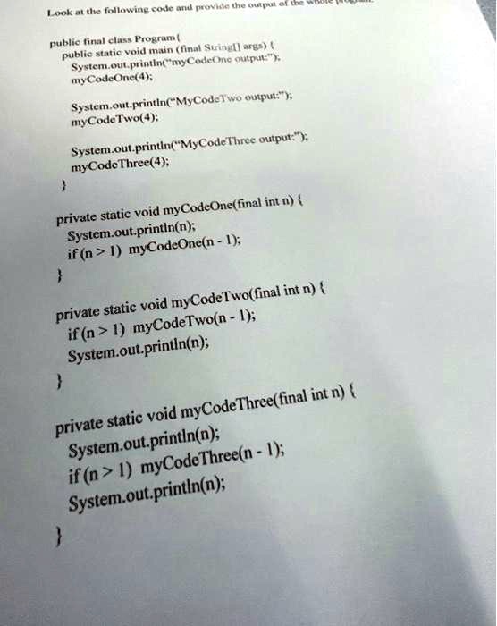 SOLVED: Look at the following code and program: public final class Program public static void ...