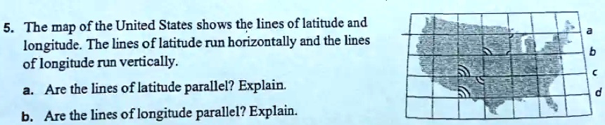 SOLVED: The map of the United States shows the lines of latitude and ...