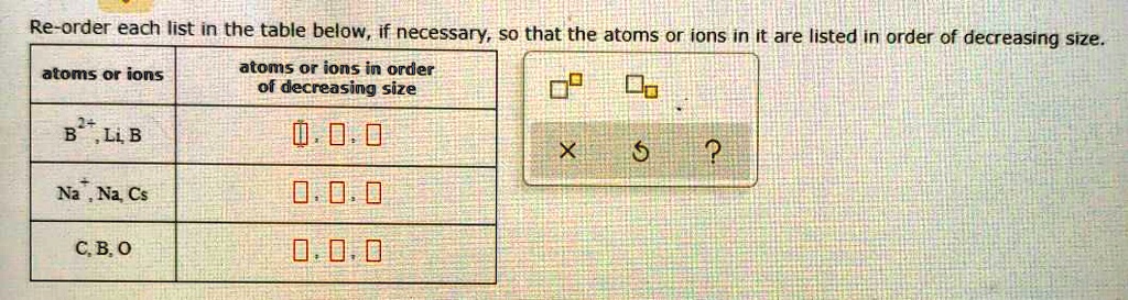 SOLVED: Re-order each list in the table below, if necessary; so that ...