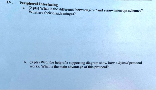 SOLVED: IV. Peripheral Interfacing a.2 pts What is the difference ...