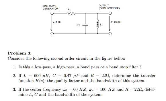 Problem 3 Consider The Following Second Order Circuit In The Figure Bellow Is This A Low Pass