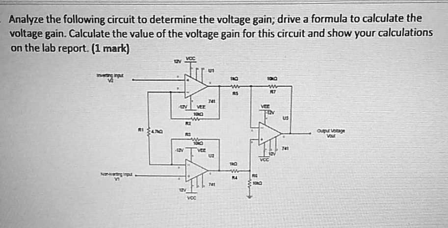 SOLVED: Analyze the following circuit to determine the voltage gain and ...