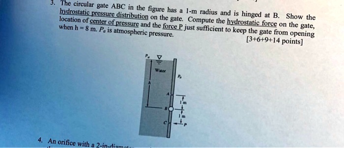 SOLVED: The circular gate ABC in the figure has a 1-m radius and is hinged at B. Show the ...