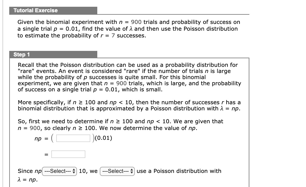 tutorial exercise given the binomial experiment with 900 trials and probability of success on ...