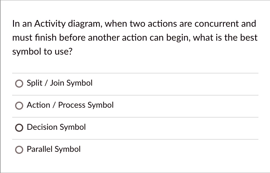 In an Activity diagram, when two actions are concurrent and must finish ...