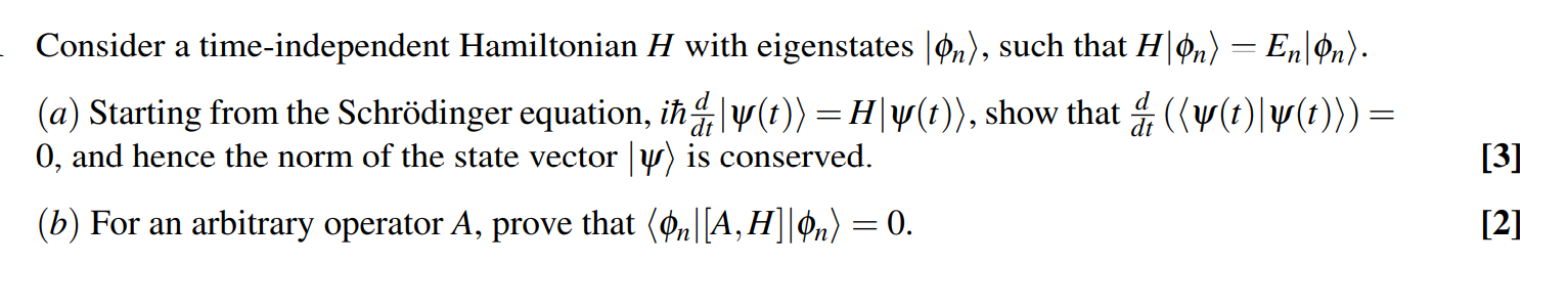 SOLVED: Consider a time-independent Hamiltonian H with eigenstates |ϕn ...