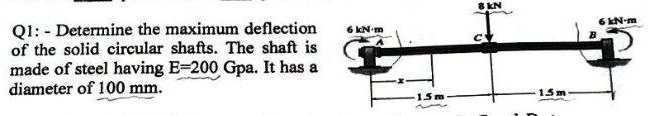 q1 determine the maximum deflection of the solid circular shafts the ...