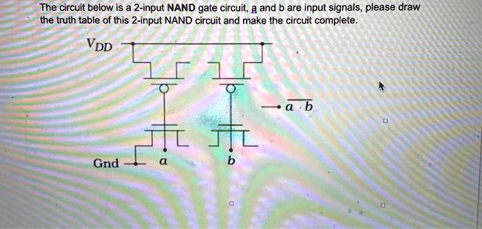SOLVED: The circuit below is a 2-input NAND gate circuit. "a" and "b" are input signals. Please ...