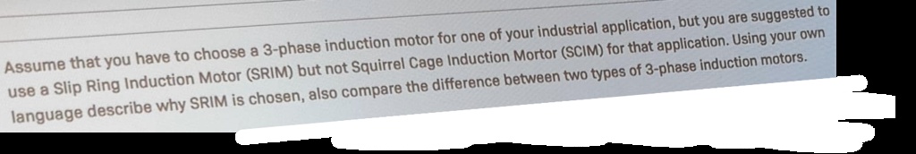 SOLVED: Assume that you have to choose a 3-phase induction motor for ...