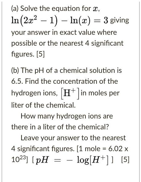 a solve the equation for in21 1 lnx 3 giving your answer in exact value where possible or the ...
