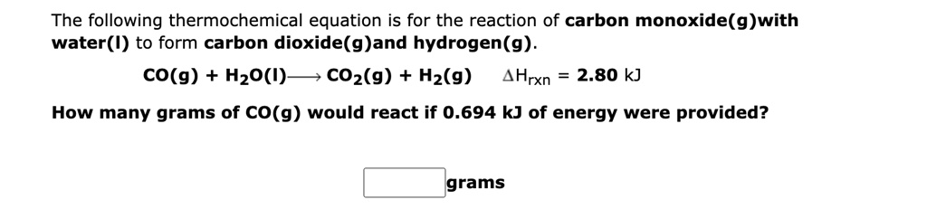 the following thermochemical eguation is for the reaction of carbon ...