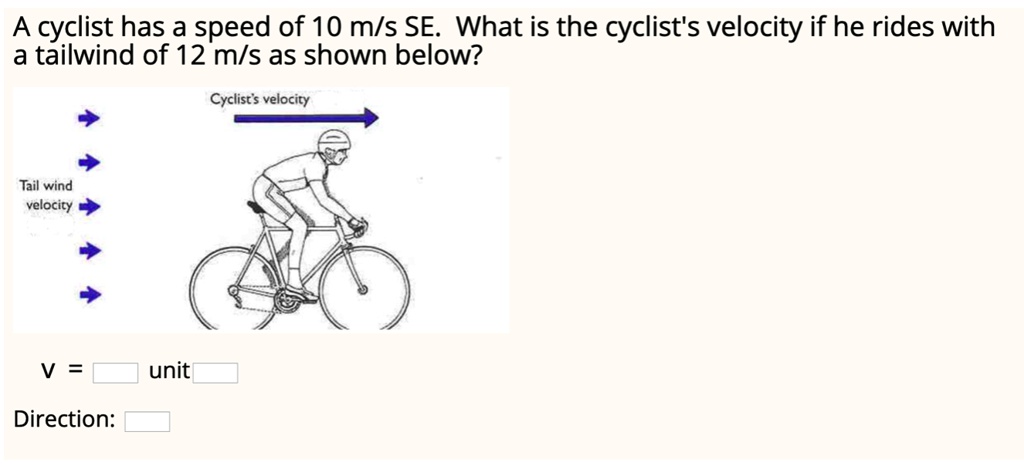 SOLVED: A cyclist has a speed of 10 m/s SE; What is the cyclist's ...