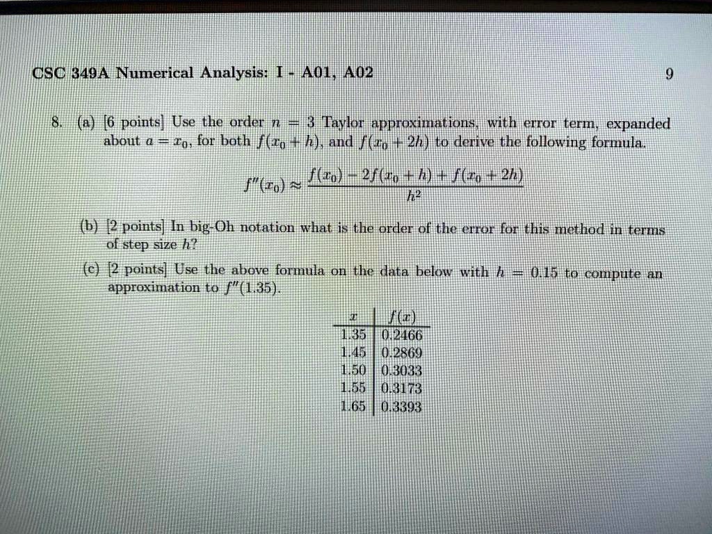 SOLVED: Text: CSC 3494 Numerical Analysis: II Ao1Ao2 (a) [6 points] Use ...